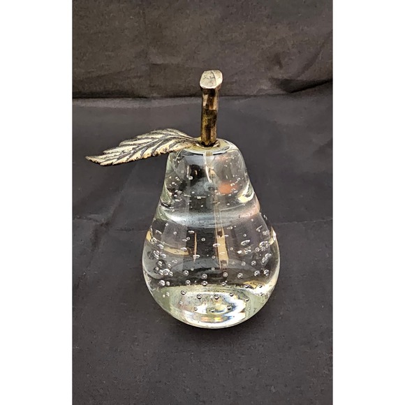 Unknown | Art | Vintage Glass Controlled Bubble Pear Paperweight | Poshmark